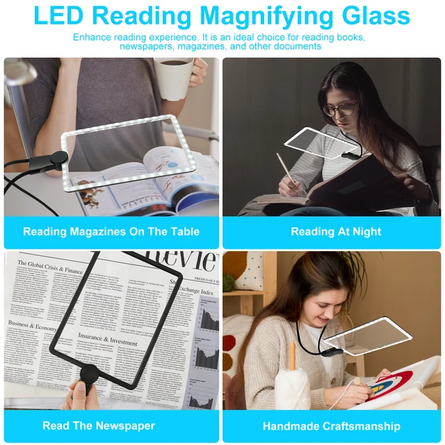 Full Page Magnifier X5 Magnification 5X Magnifying Glass With Light,