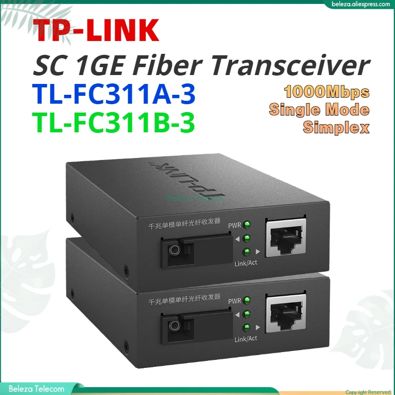 Tplink Sc Fiber Transceiver 1000m Tl - Fc311a And Tl-fc311b Single-mode ...