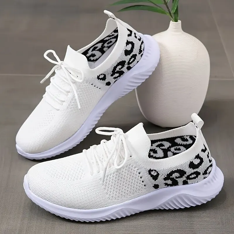 Women's Lightweight Mesh Sneakers, Low Top Lace Up Solid Color Casual ...