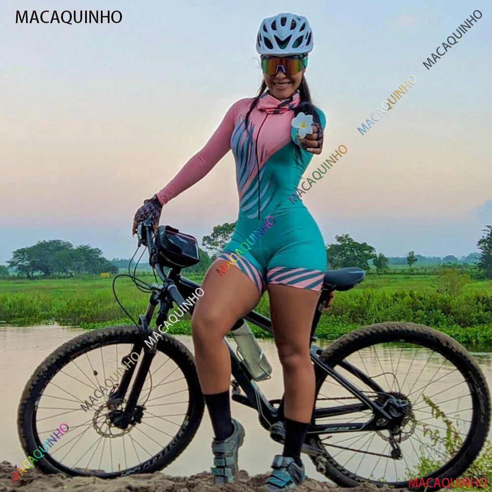 Manga longa das mulheres ciclismo triathlon skinsuit jérsei define sexy roupas de bicicleta ...