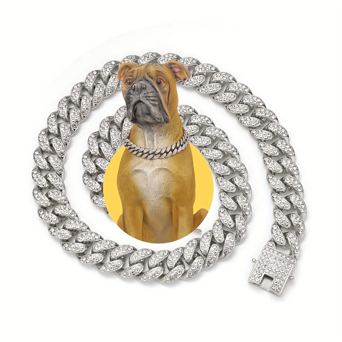 Gold-Dog-Chain-Diamond-Cuban-Collar-Walking-Metal-Chain-Collar-Pet ...