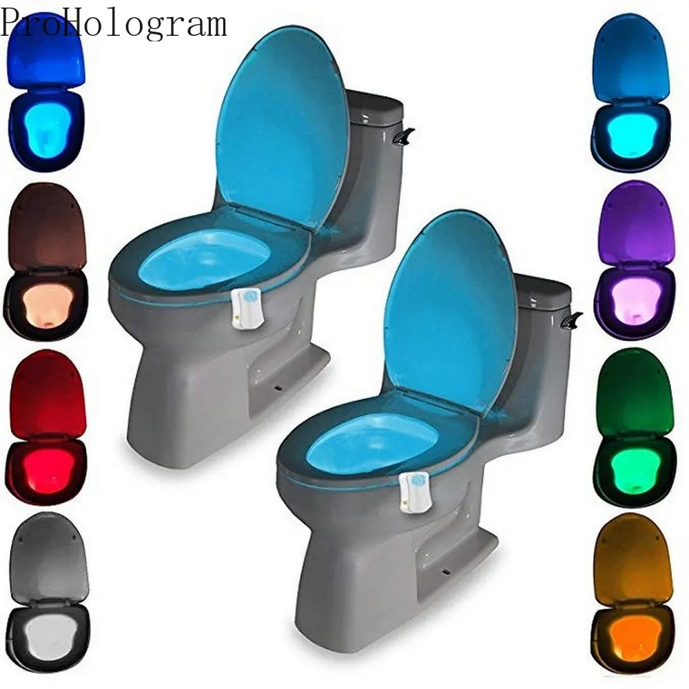 Smart LED Motion Sensor Toilet Seat Night Light 8 Colors Waterproof ...