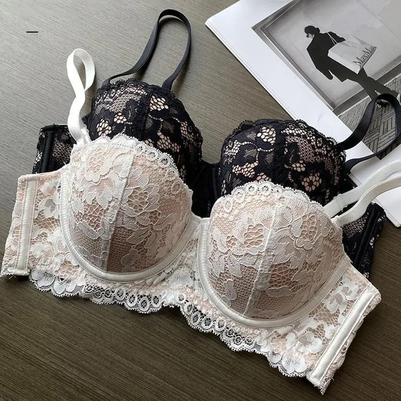 Women-1-2-Cup-Lace-Bra-Sexy-Floral-Underwire-Underwear-Ladies-Push-Up ...