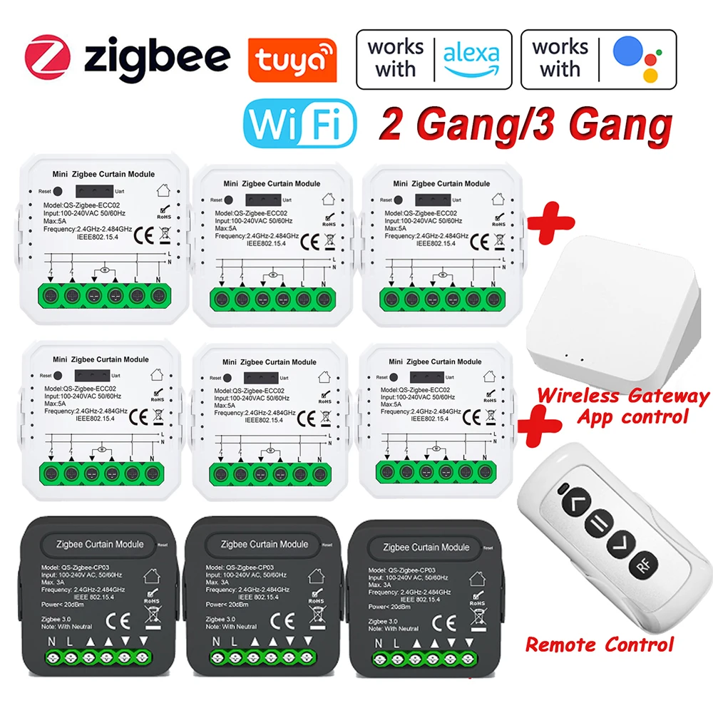 QS-ZigBee-WiFi-ECC02-CP03-Tuya-ZigBee-Curtain-Module-Home-Intelligent ...