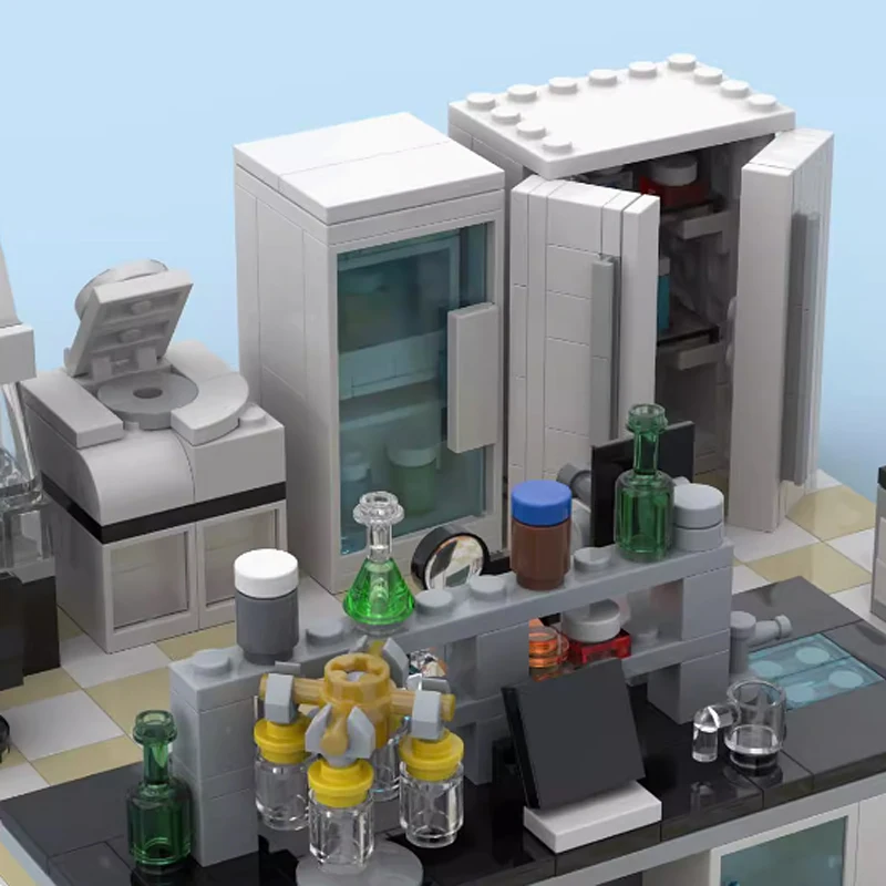 MOC City Laboratory Scene Building Blocks Street View Office Table Game ...