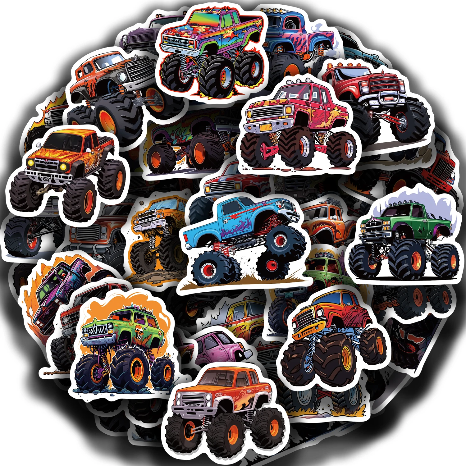 50PCS-Cartoon-Monster-Car-Graffiti-Stickers-For-Laptop-Guitar-Luggage ...