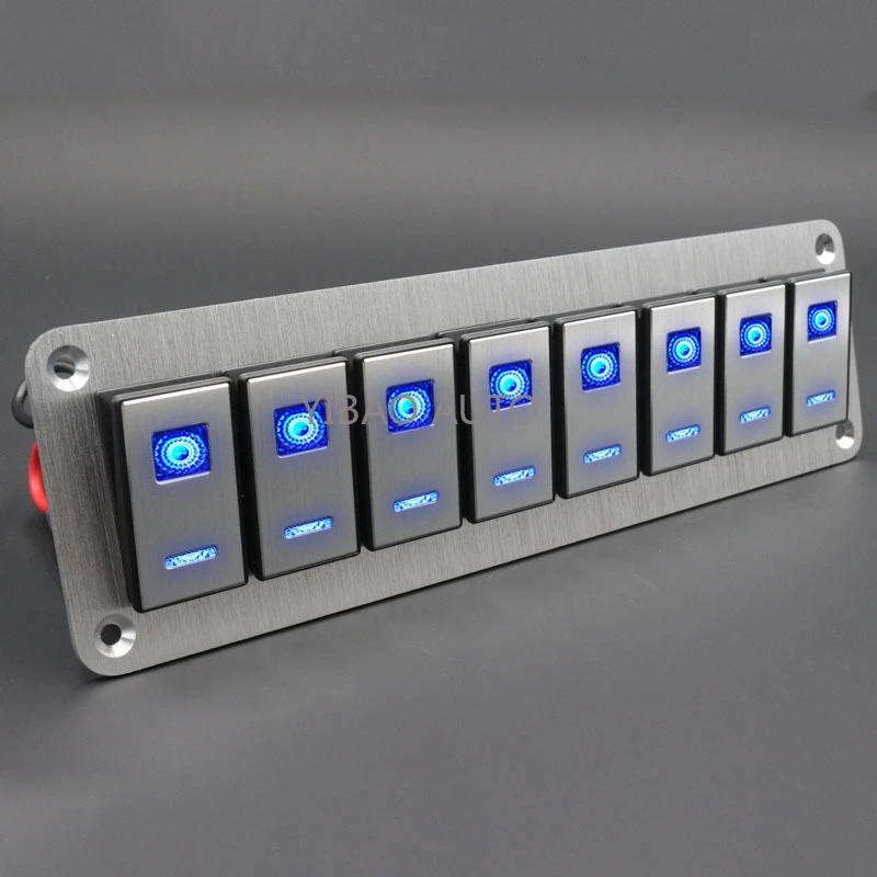 Universal RV Truck Car Boat Rocker Switch Panel 8Gang 12V 24V Marine On ...