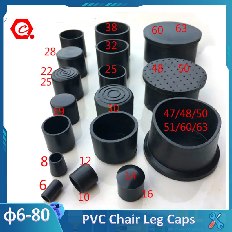 2-4-8Pcs-Round-Black-Chair-Table-Feet-Stick-Pipe-Tubing-End-Cover-Caps ...