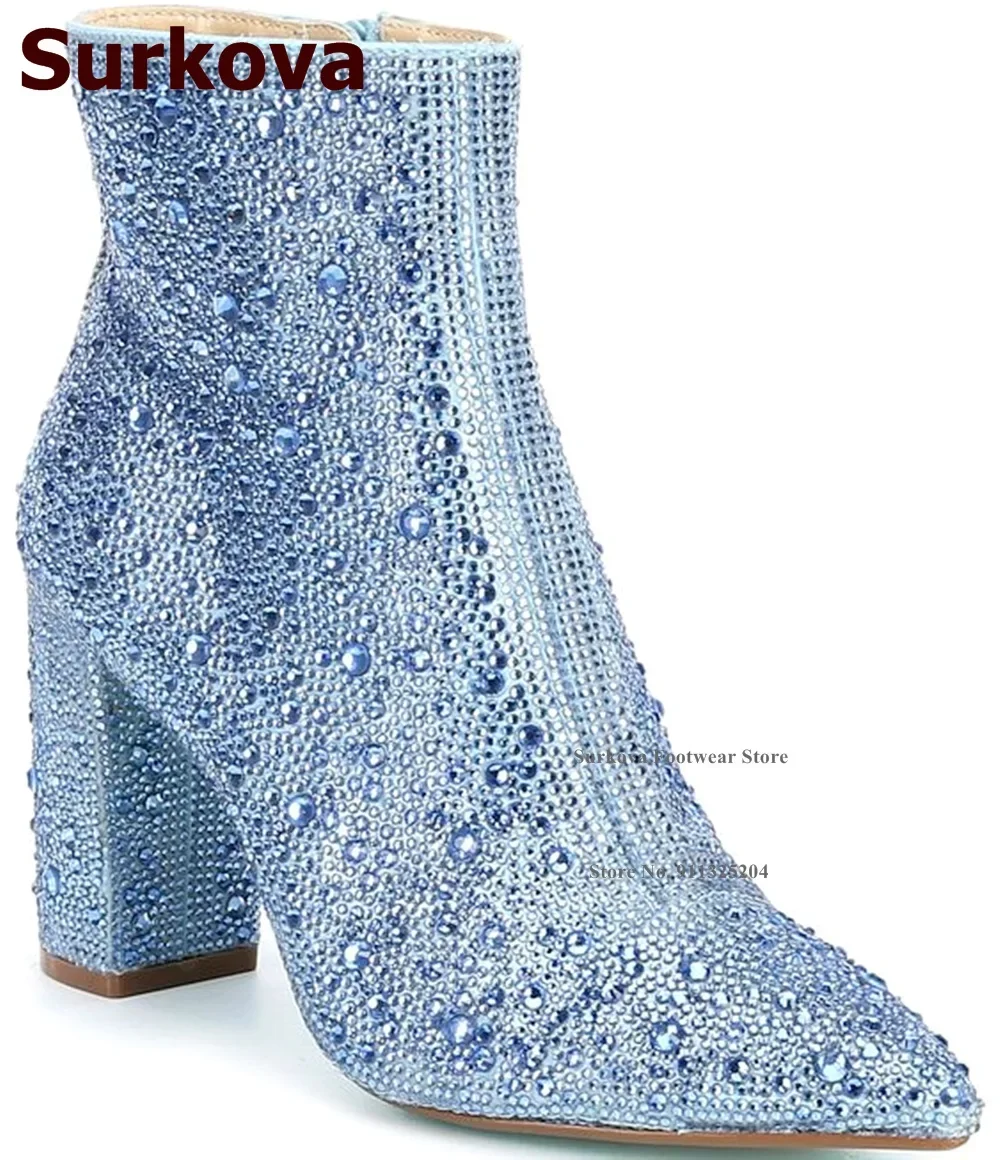Surkova-Glitter-Crystal-Chunky-Heel-Ankle-Boots-Shining-Rhinestone ...