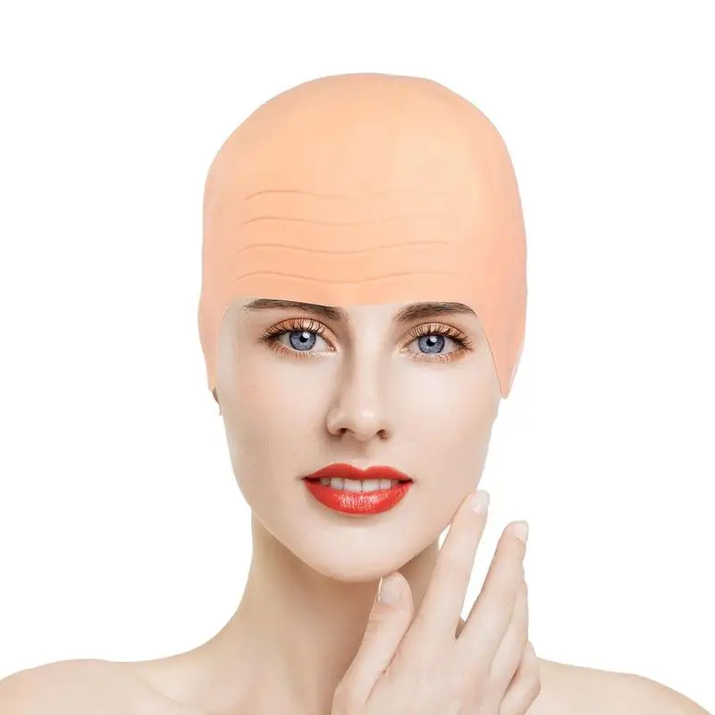 Bald Cap Bald Scalp Skin Head Hairless Props Scalp Hat Christmas ...