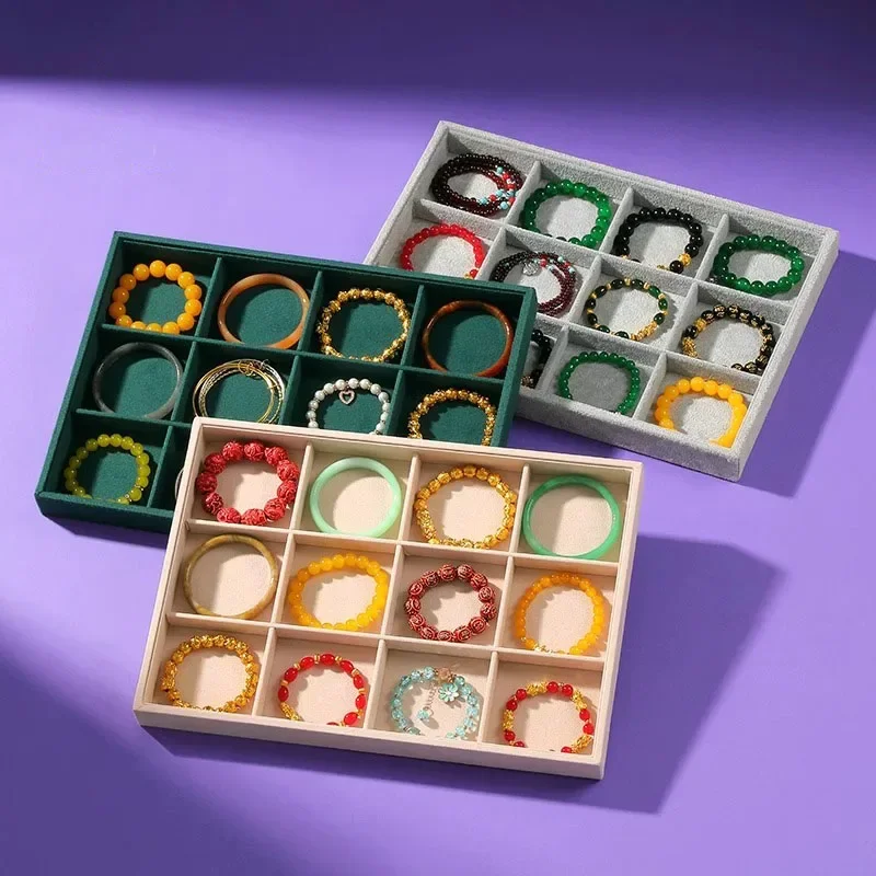 Velvet Jewelry Tray Bracelet Display Plate 12 Grid Bracelet Storage ...