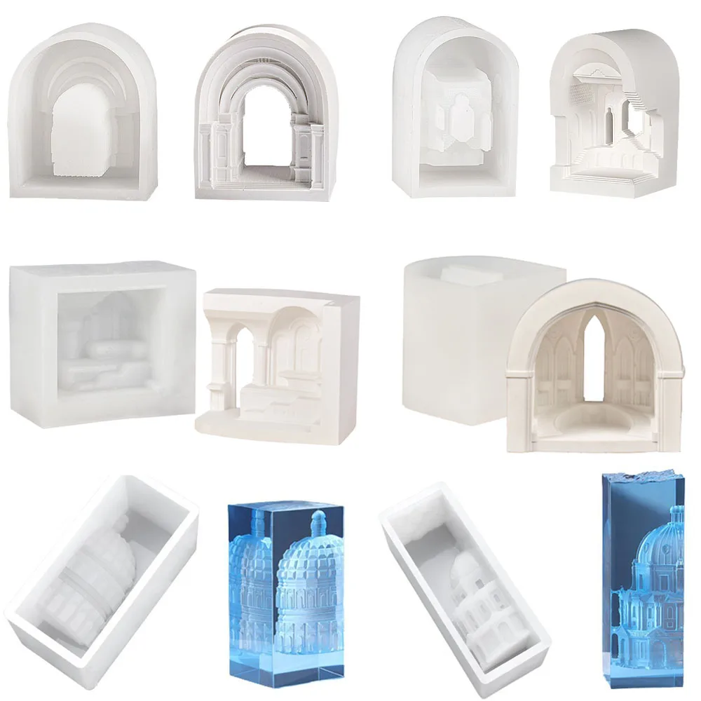 DIY Castle Palace Architecture Candle Silicone Mold Dome Arch Roman Column Plaster Soap Epoxy ...