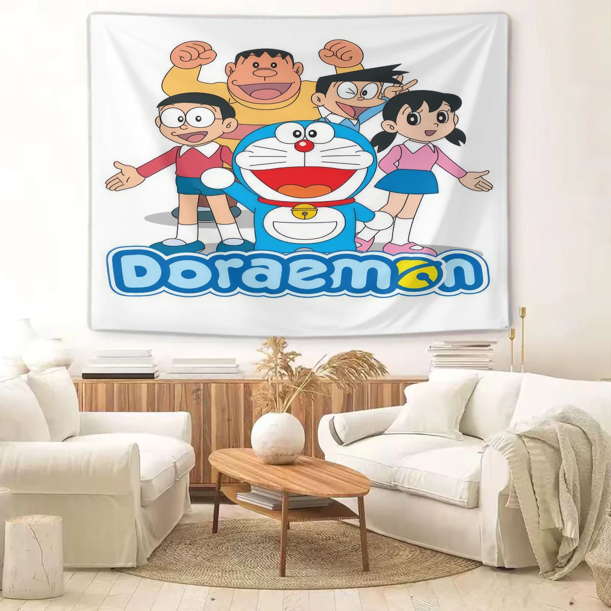 1PC Childhood Memory Doraemon Full Family Tapestry Decoration Vibrant ...