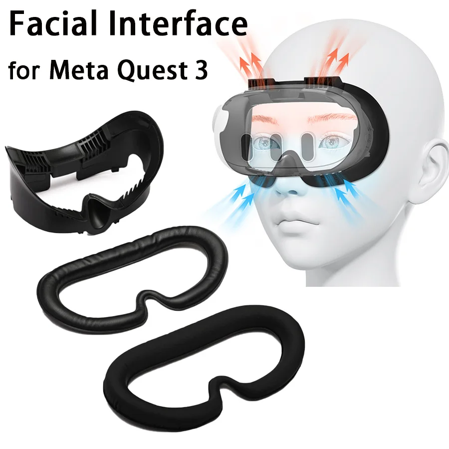 Facial Interface for Meta Quest 3 Height-Adjustable Bracket Thicken Ice ...