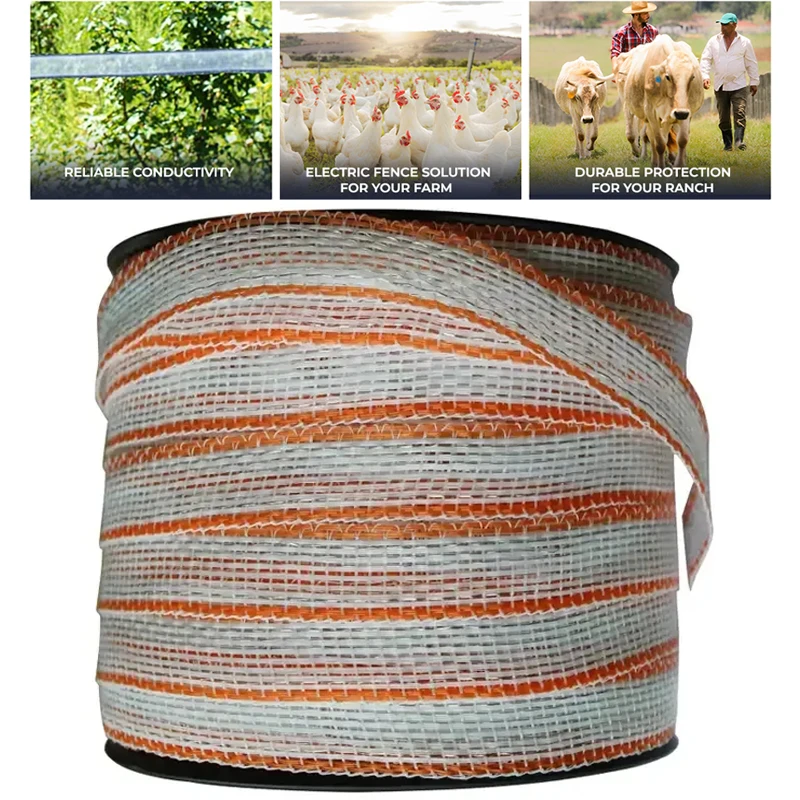 100M High Visibility Electric Fence Poly Tape For Horse Cattle Farm ...