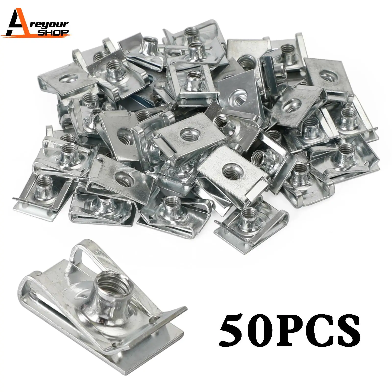 Areyourshop-M6-6MM-THREAD-ZINC-PLATED-SPRING-SPIRE-C-CLIPS-U-NUTS ...