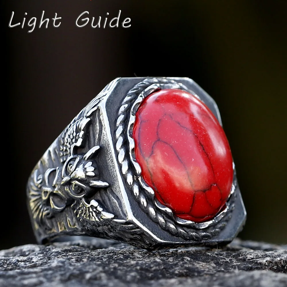 2023-New-316L-Stainless-Steel-viking-raven-Turkish-Stone-Ring-CZ-Ring ...
