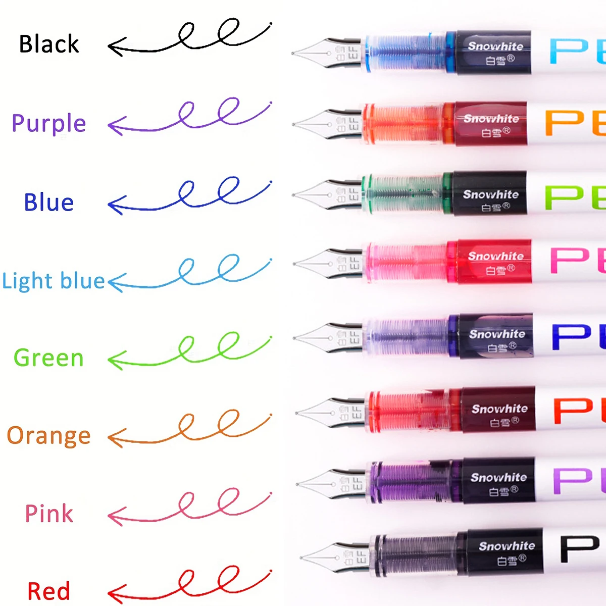 12 Pcs Straight Liquid Colored Pens EF Tip 0.38mm Disposable Large ...
