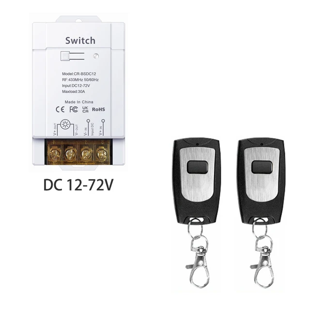 Wireless Switch RF433 Remote Control 50-100M High Power 30A Wide ...
