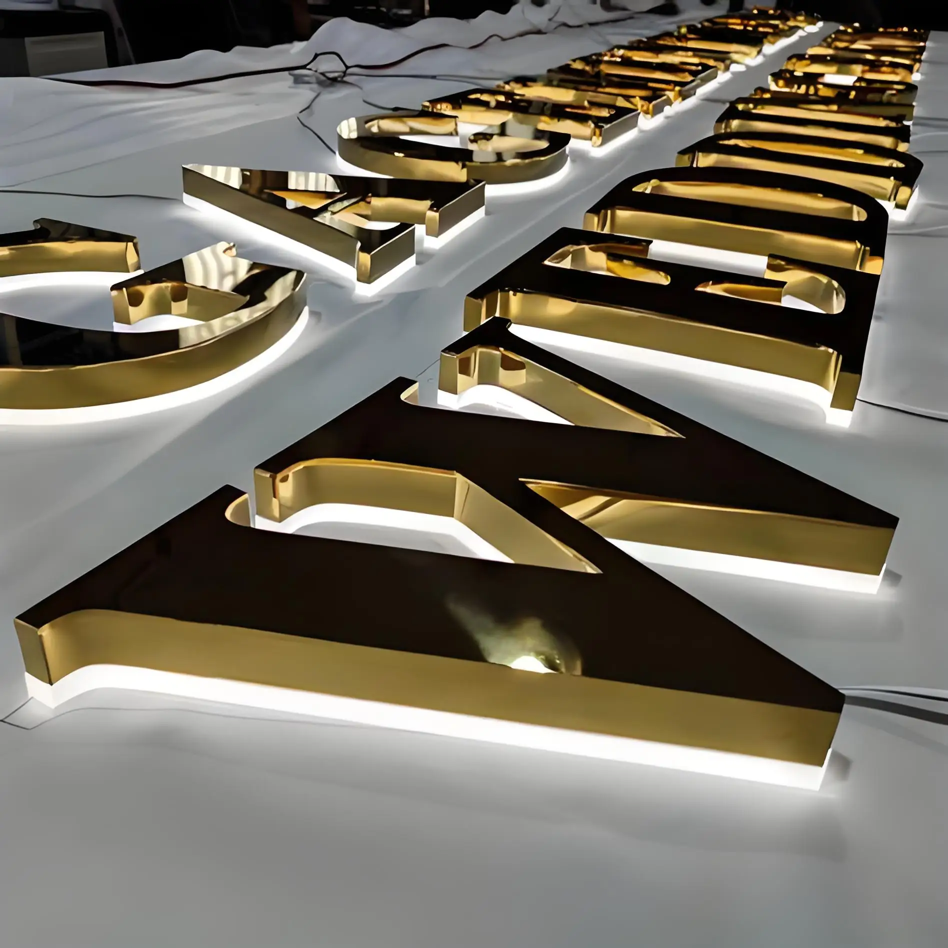 Custom Outdoor Stainless steel back lit LED letter signs, LED rear ...