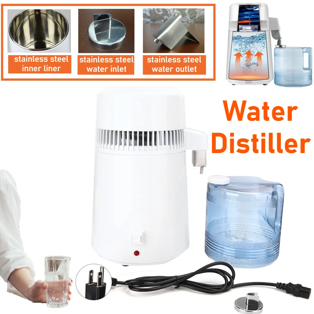 Stainless Steel 1.1 Gal Water Distiller W/Button 750W W/BPA Plastic ...
