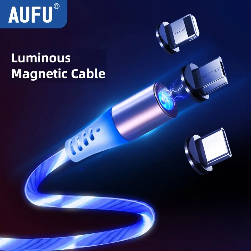 AUFU-LED-Magnetic-Cable-Micro-USB-Type-C-Magnetic-Flow-Luminous ...