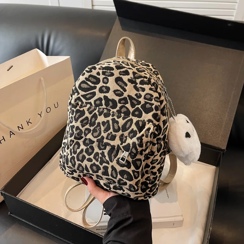 Women-Zebra-Leopard-Cow-Print-Backpacks-Nylon-Shoulder-Bag-Students-High-School-Small-Book-Bag ...