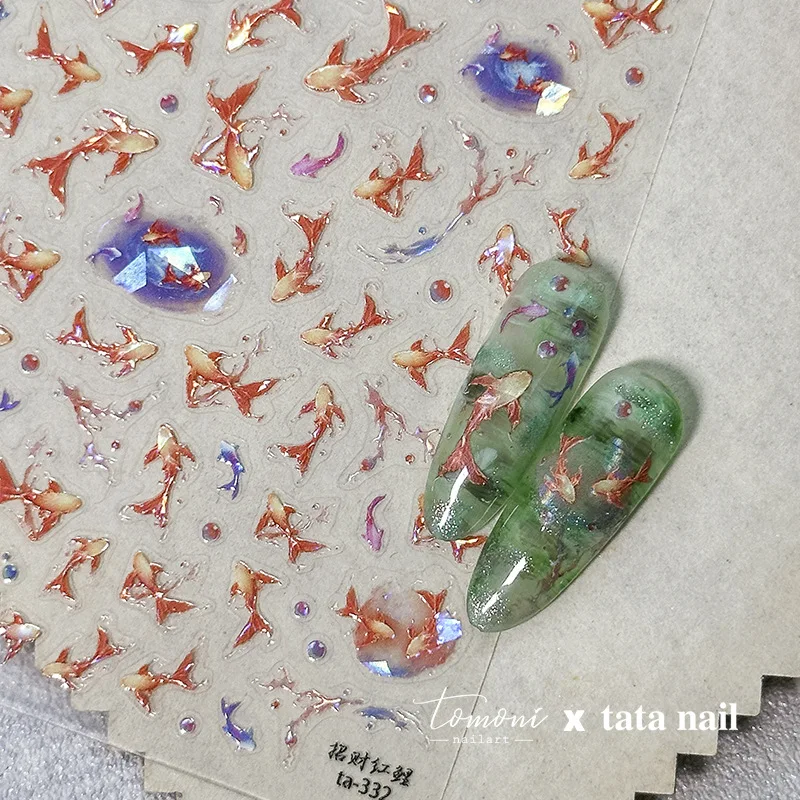 1-Sheet-Red-Yellow-Koi-Carp-High-Quality-Chinese-Style-Nail-Stickers ...