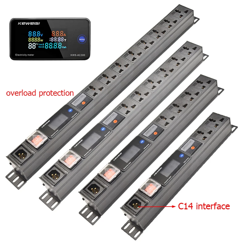 PDU-power-strip-cabinet-wall-mounted-voltmeter-ammeter-power-meter-C14 ...