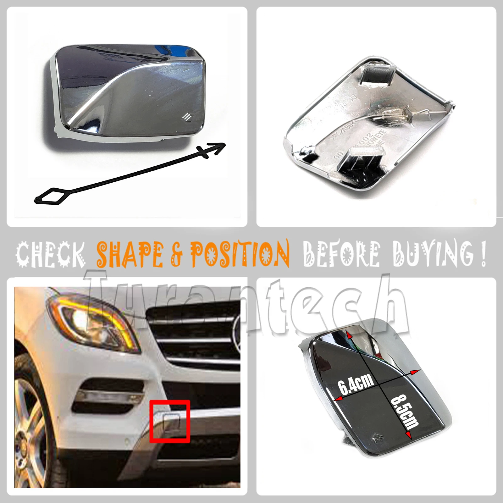 1668850523 for 12-15 Mercedes ML W166 X166 350 400 550 Front Tow Cover ...