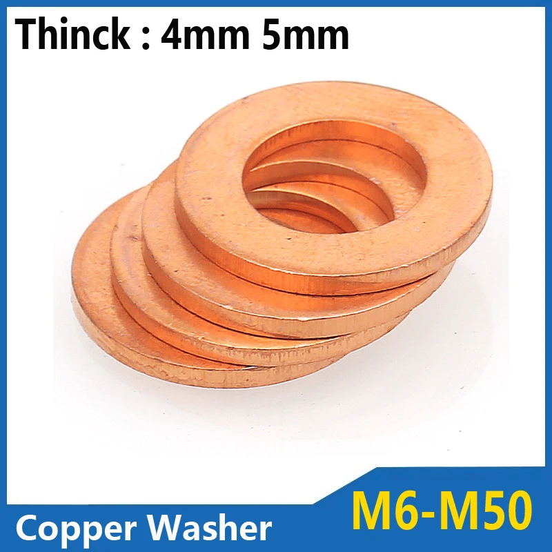 Extra-thick-4mm-5mm-T2-Solid-Copper-Washer-Shim-Flat-Ring-Gasket-Rings ...