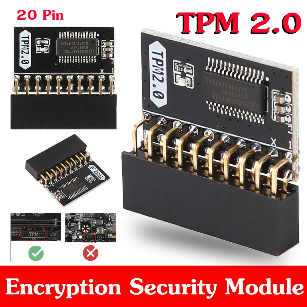TPM 2.0 Segurança criptografado Módulo Placa LPC 14/18/20 Pin Mainboard ...