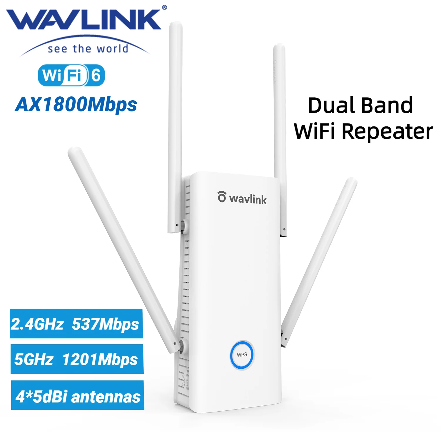 Wavlink AX1800 WiFi 6 메쉬 듀얼 밴드 무선 신호 부스터 및 리피터 최대 1.8Gbps 속도 AP 모드 이더넷 ...