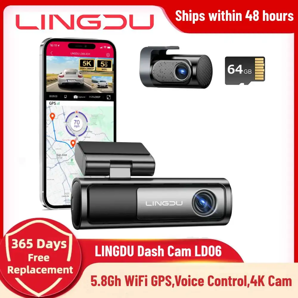 LINGDU-LD06-Dash-Cam-4K-Front-2K-Rear-Cam-Car-DVR-5-8Gh-WiFi-GPS ...