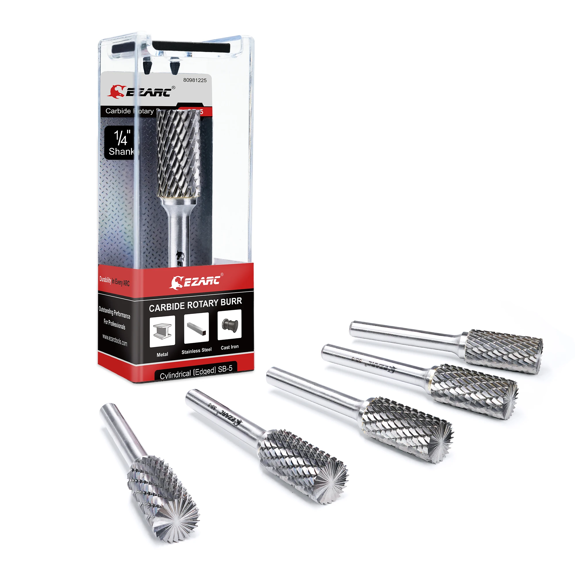 EZARC-5PCS-Tungsten-Carbide-Rotary-Burr-Set-SB-5-Double-Cut-Carbide ...