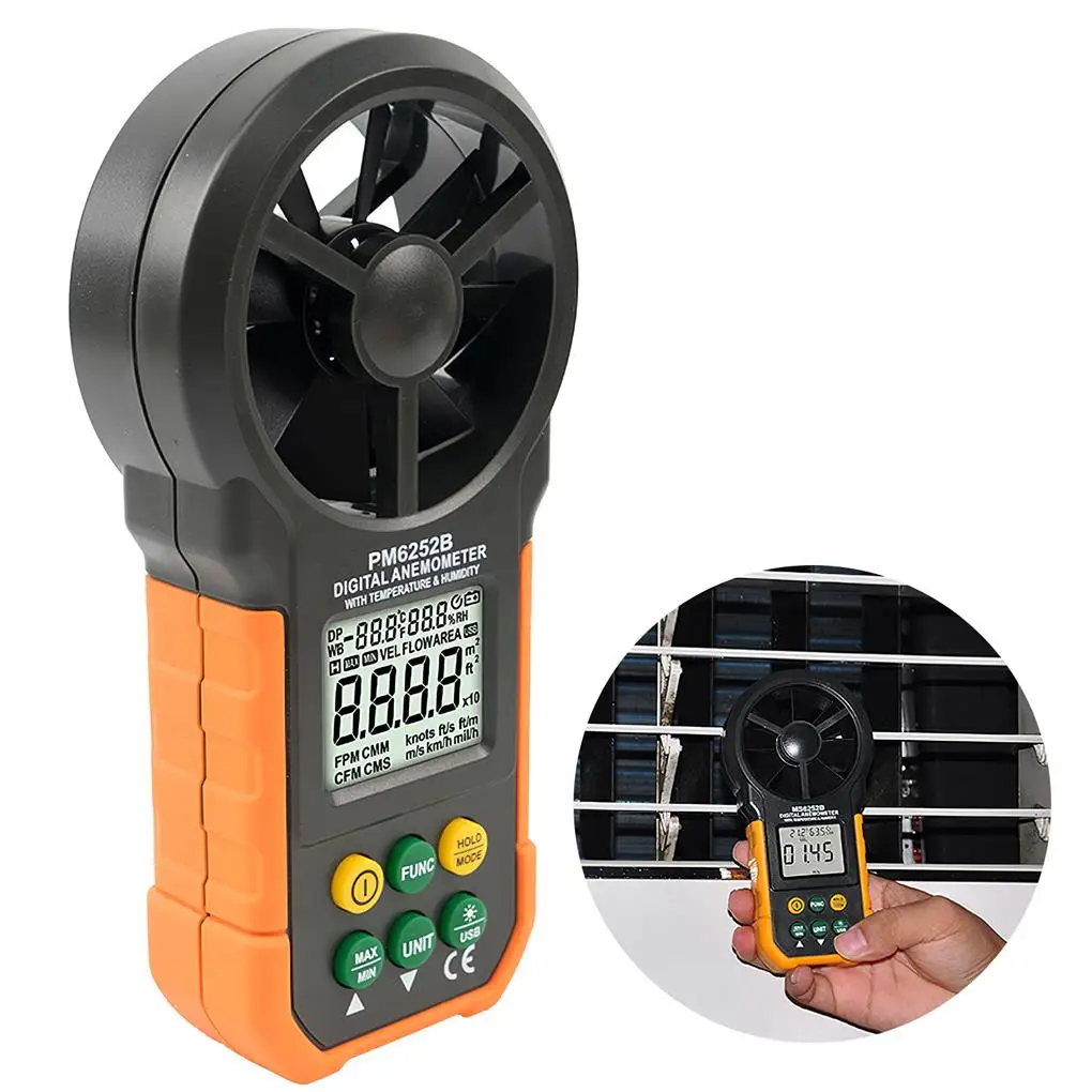 PEAKMETER PM6252B Digital Anemometer Wind Speed Air Volume Humidity ...