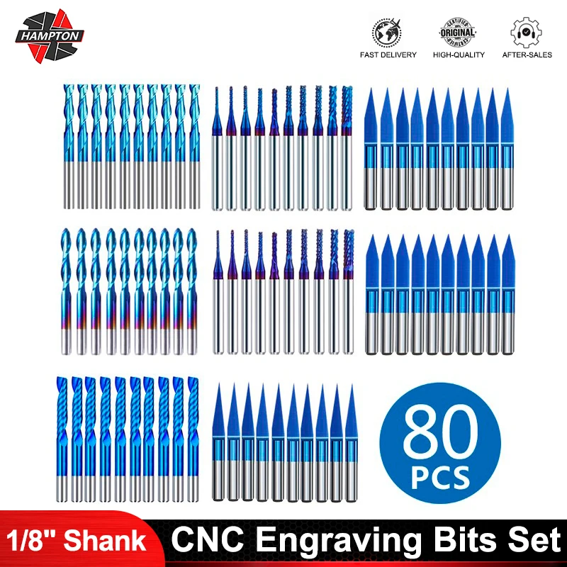 CNC-Corn-Router-Bits-3-175mm-Shank-Milling-Cutter-Nano-Blue-Coated ...