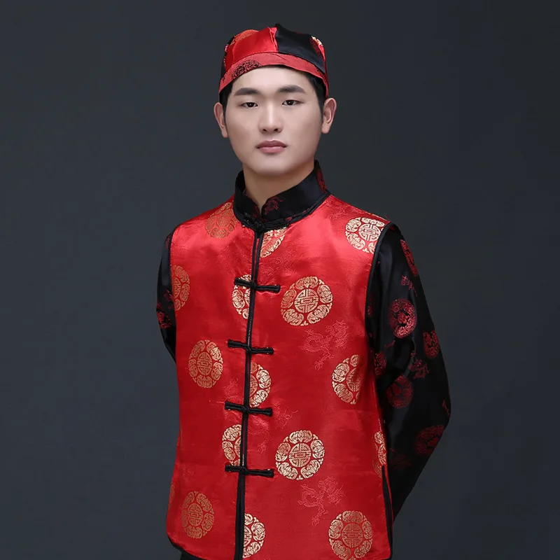 male red cheongsam toast costumes grooms dress jacket long gown ...