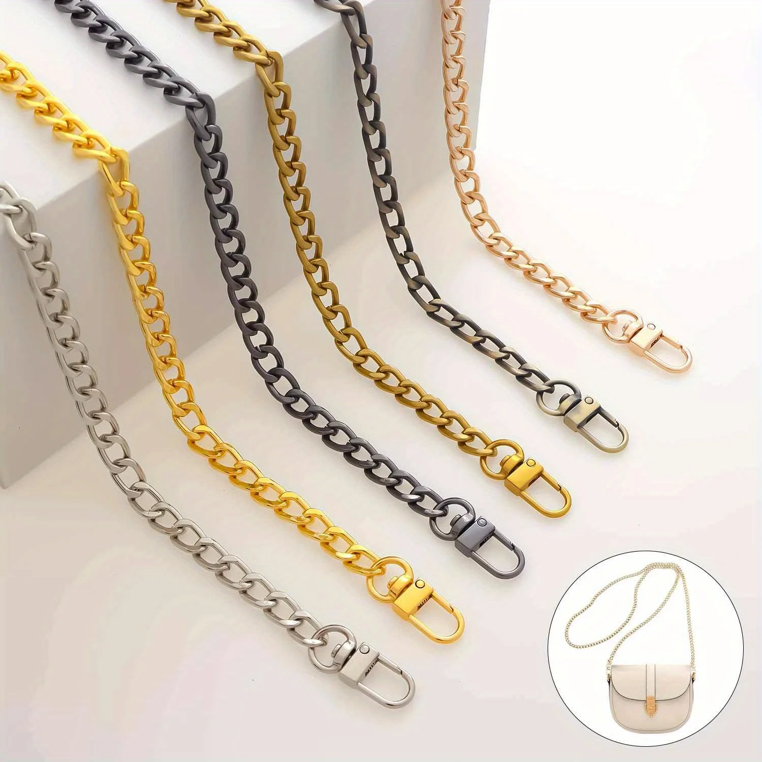 Flat Purse Chain with Metal Buckles, Chain Purse Strap for DIY Purse ...