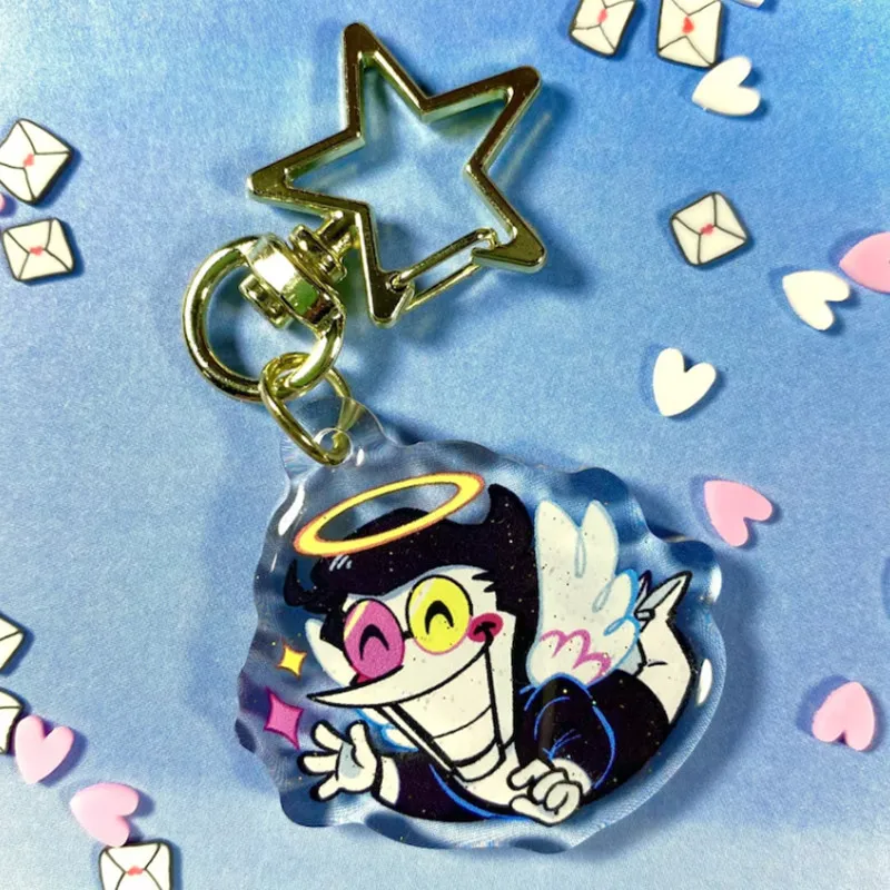 Spamton Deltarune Angel Acrylic Keychain - Epoxy Charm Kawaii cartoon ...