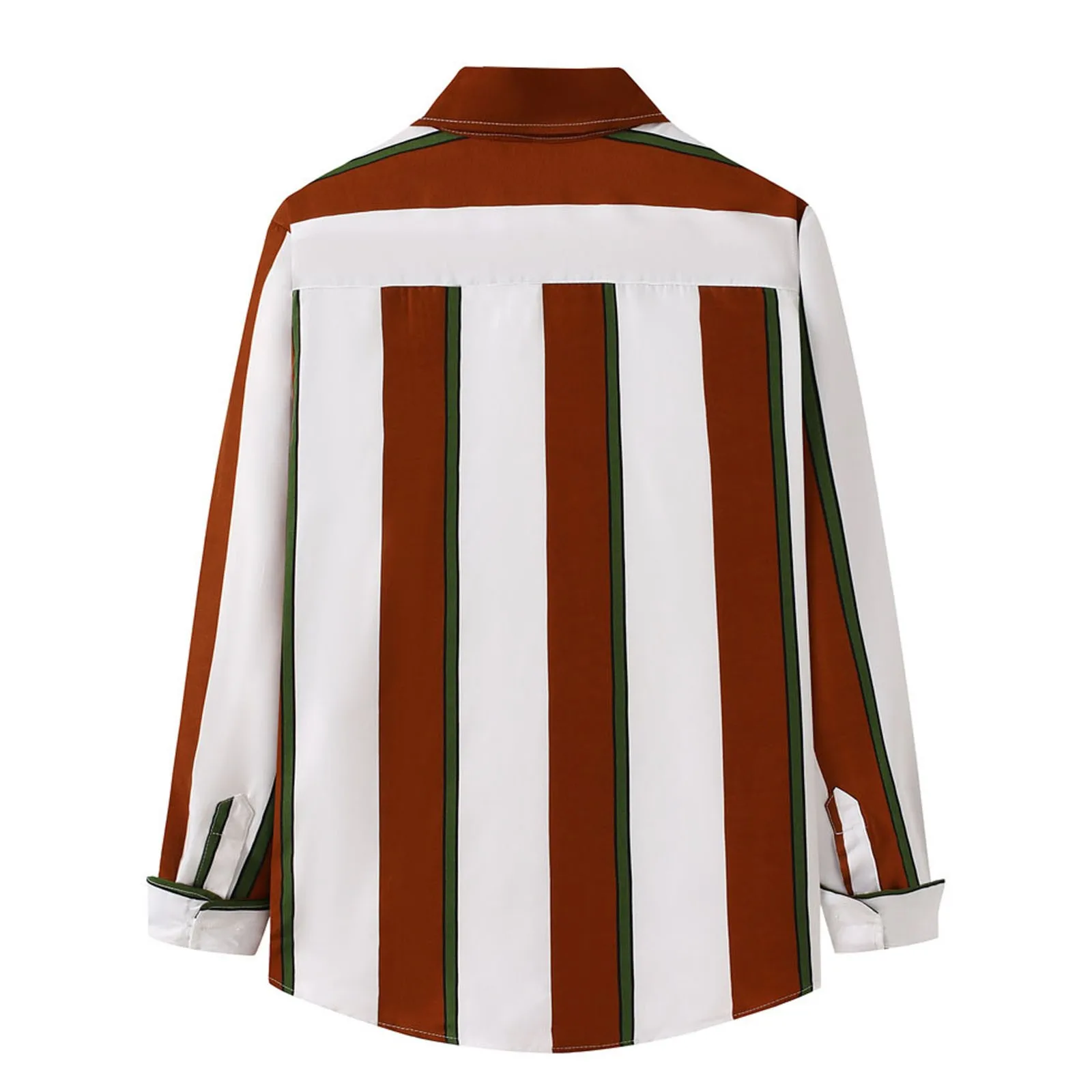 Men Autumn And Winter Button Stripe Printing Long Sleeves Turn Down ...