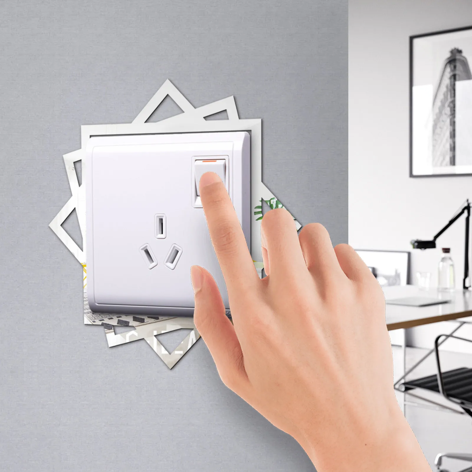 DIY Wall Stickers Switch Creative Mirror Acrylic Switch Sticker Socket ...