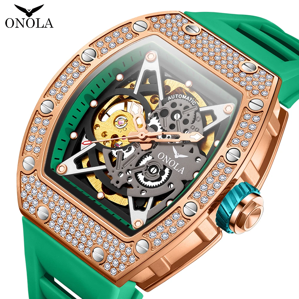 ONOLA Luxury Fashion Watch Hollow Out Fully Automatic Waterproof Men's ...