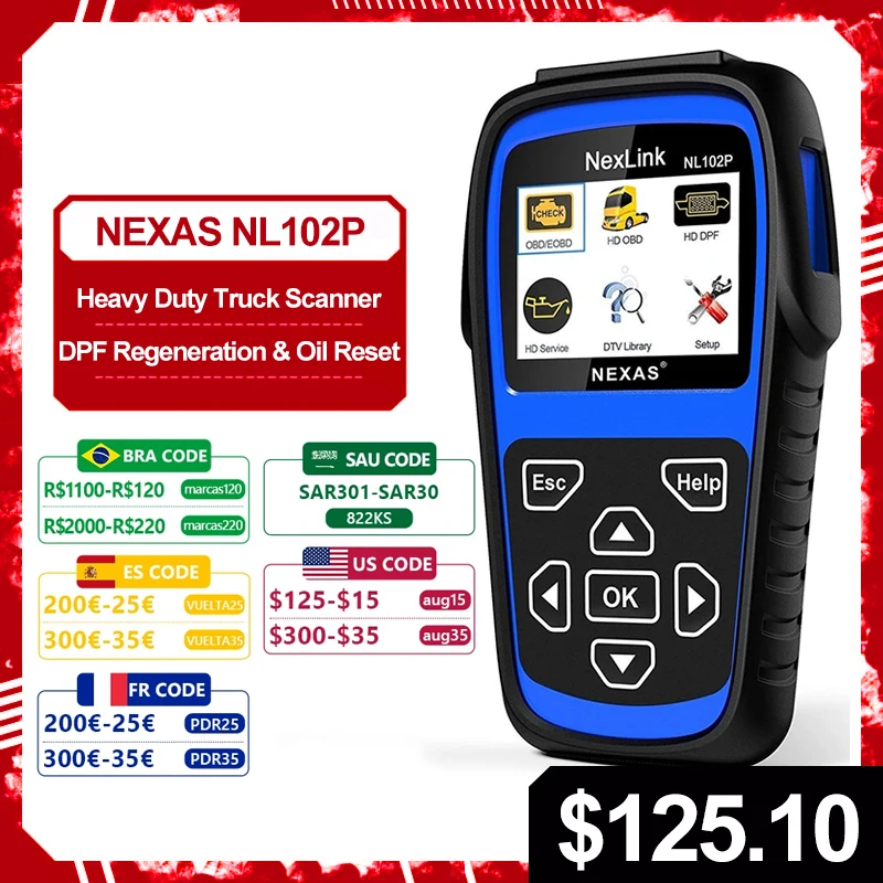 NEXAS NL102P Heavy Duty Diagnostic Tool For Car and Truck OBD2 Scanner ...
