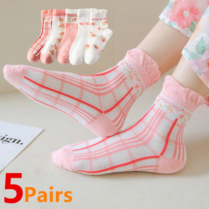 5-Pairs-Summer-Girls-Socks-Breathable-Soft-Cotton-Children-Short-Ankle ...