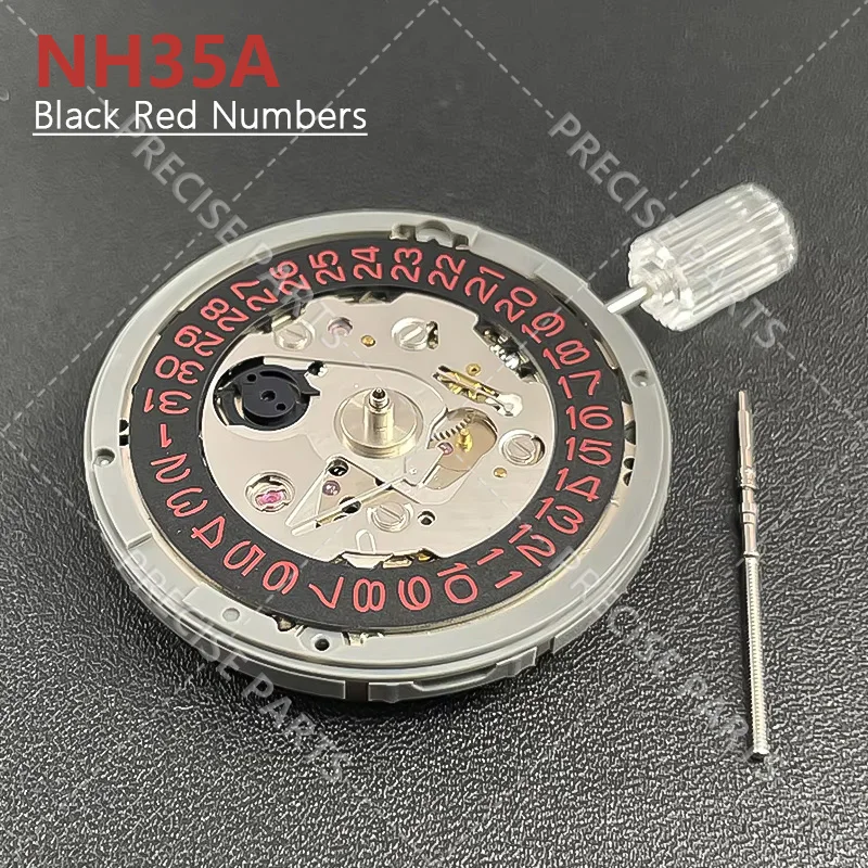 NH35 Mechanical Movement Mod Black-Red Datewheel Fit to 3.0 Crown Case ...