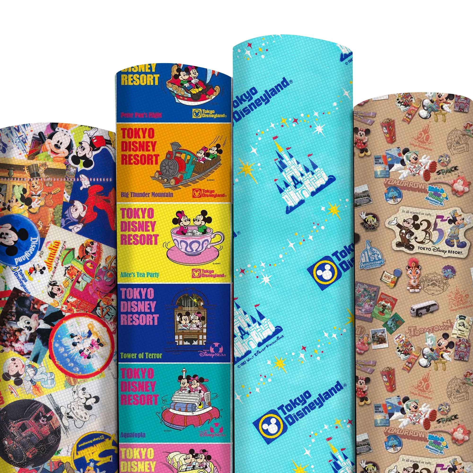 Mickey Minnie Mouse Litchi Texture Faux Leather SheetsTokyo Disneyland ...