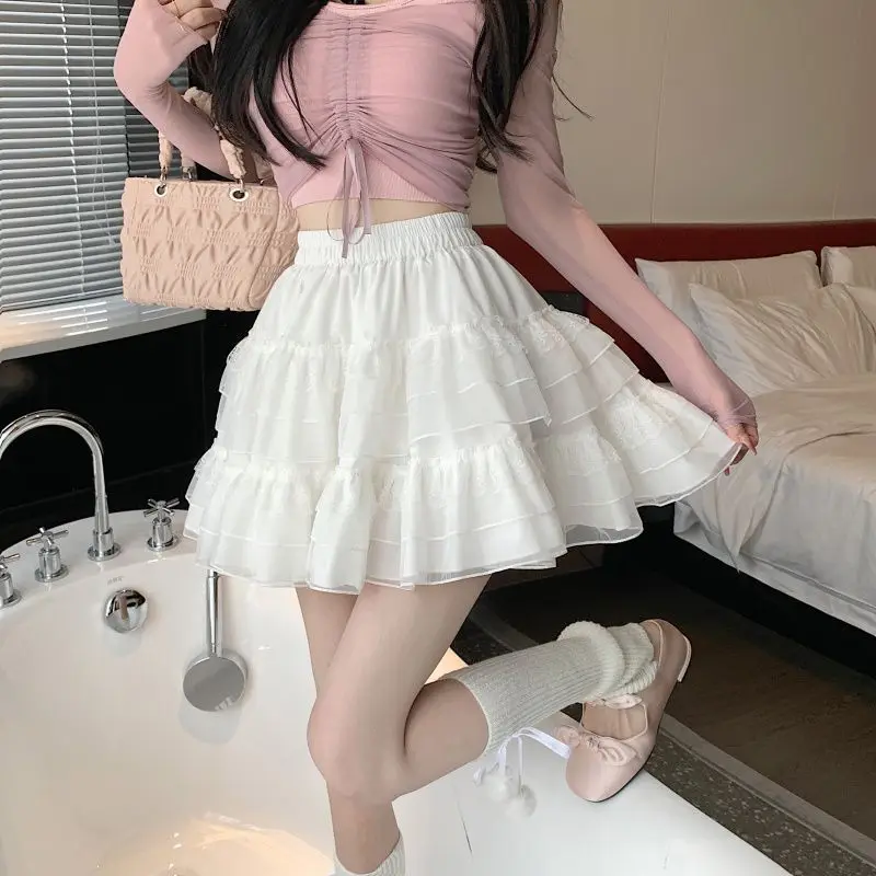Cozok/Sexy Mini Rok Vrouw Mode 2023 Nieuwe Kawaii Kanten Patchwork Hoge ...