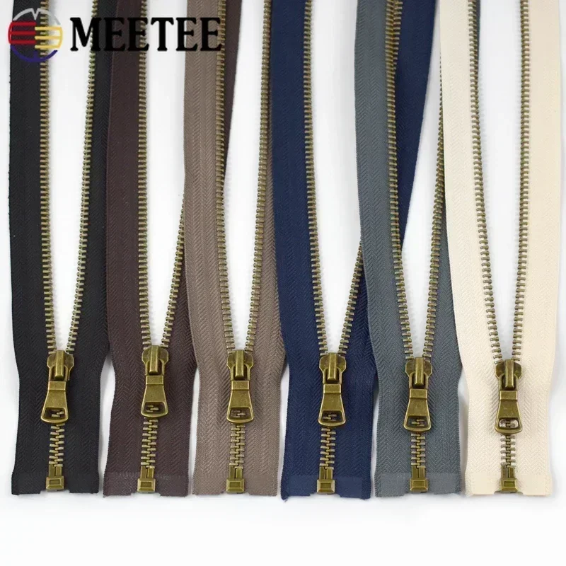 2-5Pcs-5-Metal-Zippers-40-50-60-70-80cm-Bronze-Teeth-Open-End-Zipper ...