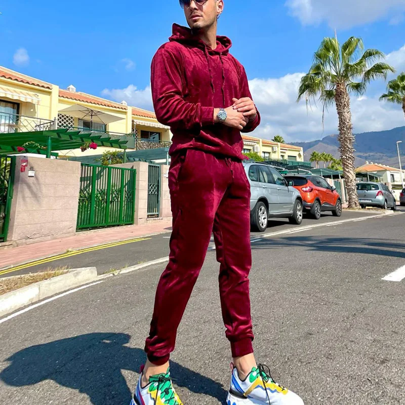 Men's Clothing Set Men's Velvet | Velvet Tracksuit 2 Piece Set - 2 ...